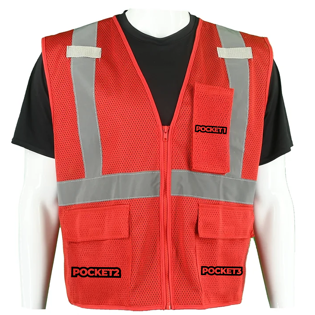 Red Mesh Custom Safety Vest with Silver Trim – Stay Visible! – Custom ...